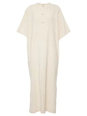 TOTEME Pinstriped Midi Shirt Dress - White