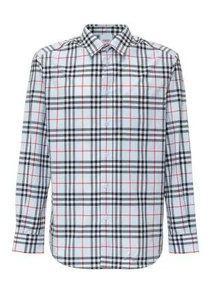 Burberry Checked Cotton Shirt - Blue