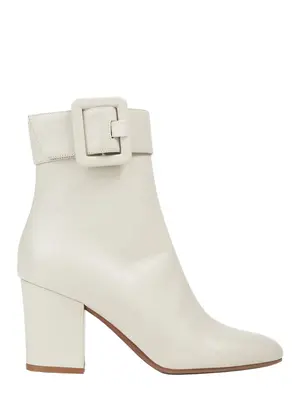 SERGIO ROSSI Buckled Leather Ankle Boots - White