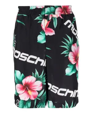Moschino Floral Print Silk Shorts - Black