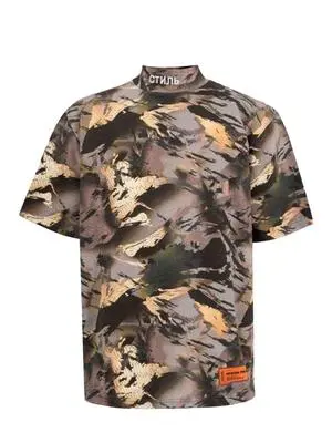 Heron Preston Camouflage Print T Shirt - Green