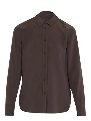 NILI LOTAN Gaia Silk Shirt - Chocolate