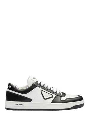 Prada Women's Downtown Perforated Leather Sneakers - White Green  White Black