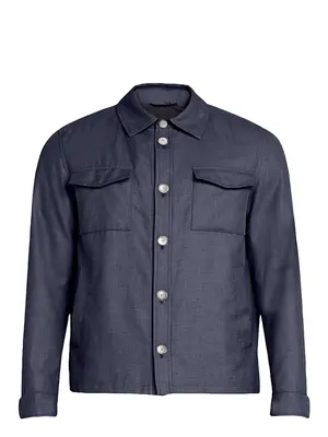 Herno Coated Cashmere-blend Overshirt - Navy