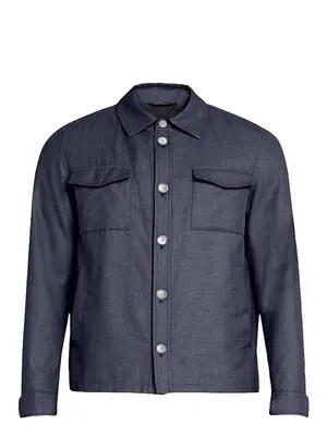 Herno Coated Cashmere-blend Overshirt - Navy