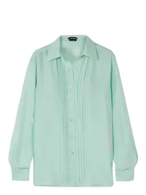 TOM FORD TOM FORD Pleated Silk Shirt Blue