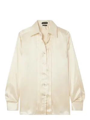 TOM FORD TOM FORD Pleated Silk Shirt Ivory