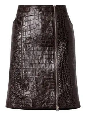 TOM FORD TOM FORD Croc-effect Leather Skirt