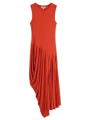 Cos Asymmetric Draped Midi Dress Orange