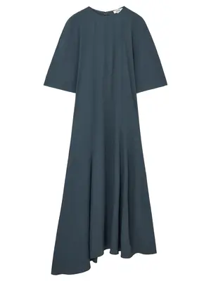 Cos Asymmetric Draped Midi Dress Turquoise