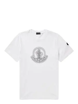 Moncler Logo-appliquéd Printed Cotton-jersey T-shirt - White
