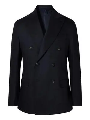 DE PETRILLO Double-breasted Wool-blend Blazer - Blue