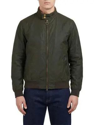 Barbour Waxed Cotton Bomber Jacket - Green