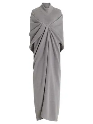 Brandon Maxwell The Holden Draped Wool Turtleneck Midi Dress - Grey