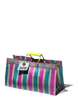 PUEBCO Recycled Plastic Wide Tote - Purple Motif