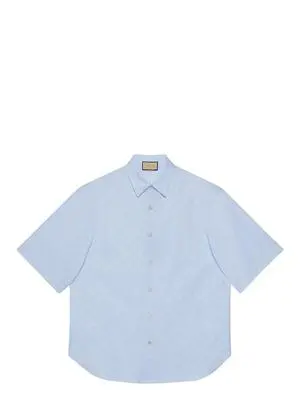Gucci Gg Supreme Oxford Cotton Shirt - Blue