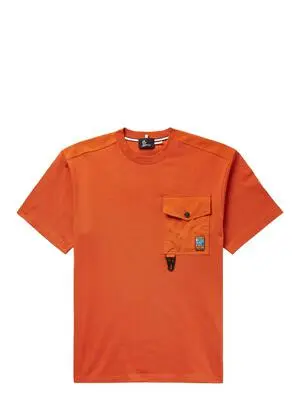 Moncler Logo-appliquéd Shell-trimmed Combed Cotton-jersey T-shirt - Orange