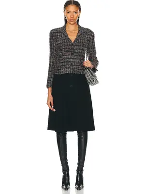 Chanel Boucle Mix Tweed Coat - Multi Black