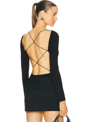 SANS FAFF Bamboo Cross Back Bodysuit Black