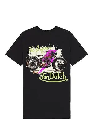 VON DUTCH Biker Shop Graphic Tee - Black