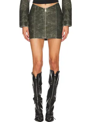 Superdown Lupita Faux Leather Mini Skirt - Dark Green