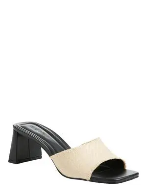 OPEN EDIT Jaydin Slide Sandal Black Raffia