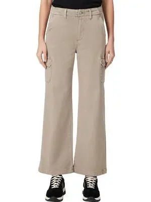Paige Carly High Waist Ankle Wide Leg Cargo Pants - Vintage Moss Taupe