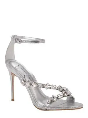 Jessica Simpson Jessica Simpson Raela Embellished Ankle Strap Sandals Silver