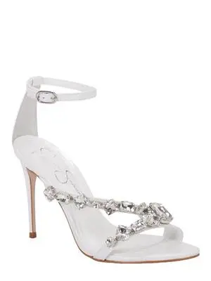 Jessica Simpson Jessica Simpson Raela Embellished Ankle Strap Sandals White