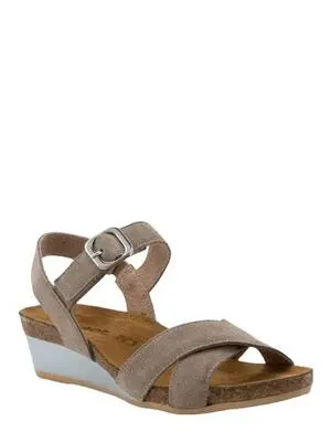 Naot Throne Wedge Sandal - Almond Suede