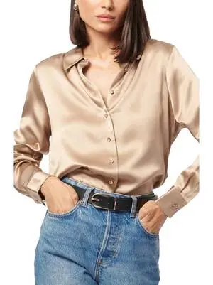 Cami Nyc CAMI NYC Crosby Silk Charmeuse Shirt Champagne