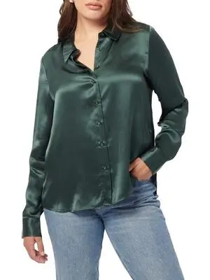 Cami Nyc CAMI NYC Crosby Silk Charmeuse Shirt Hunter