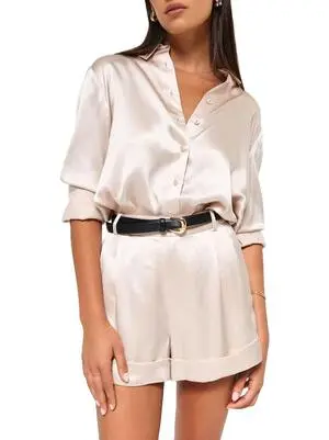 Cami Nyc CAMI NYC Crosby Silk Charmeuse Shirt Oat