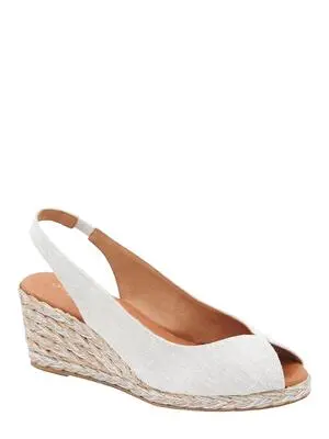 Andre Assous Audrey Espadrille Wedge Sandal - White/silver