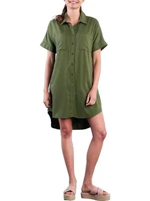 WASH LAB DENIM Clean Denim Shirtdress - Brushed Army