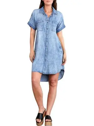 WASH LAB DENIM Clean Denim Shirtdress - Faded Blue Denim