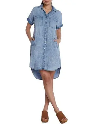 WASH LAB DENIM Clean Denim Shirtdress - Mid Blue