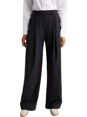 Eleventy Pleated Wide Leg Trousers - Black