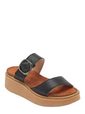 Naot Halvah Platform Wedge Sandal - Soft Black Leather