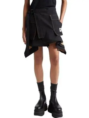 Sacai X Carhartt Wip Asymmetrical Wrap Skirt - Black