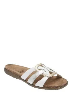 Naot Liv Slide Sandal - White/silver/gold