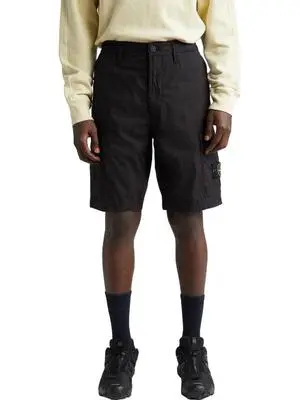 Stone Island Regular Fit Stretch Cotton Cargo Bermuda Shorts - Black