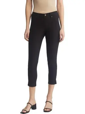 Hue Side Slit Pull-on Denim Capri Leggings Black