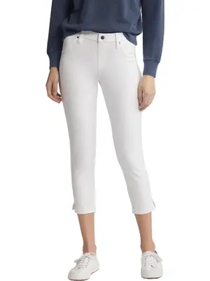 Hue Side Slit Pull-on Denim Capri Leggings White