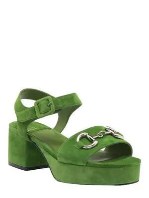 Jeffrey Campbell Timeless 2 Platform Sandal - Green Suede Silver