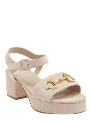 Jeffrey Campbell Timeless 2 Platform Sandal - Light Beige Suede Gold