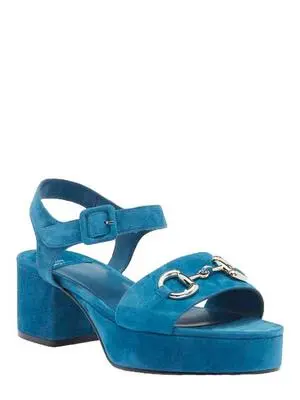Jeffrey Campbell Timeless 2 Platform Sandal - Turquoise Suede Silver