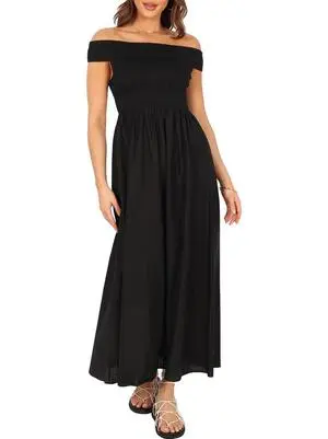 PETAL & PUP Tessa Off-the-shoulder Maxi Dress - Black
