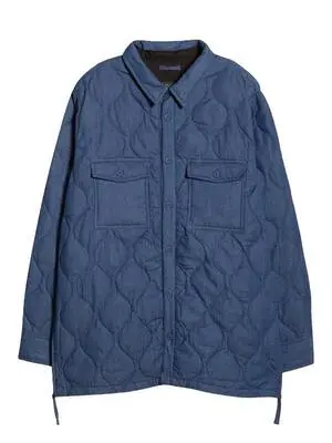 Taion Military Quilted Water Resistant Down Shirt Jacket - Indigo Denim