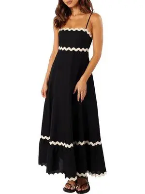 PETAL & PUP Yana Sleeveless Maxi Dress - Black Cream